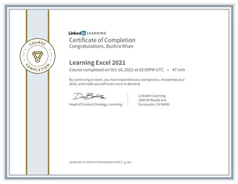 Bushra K On Linkedin Certificate Of Completion