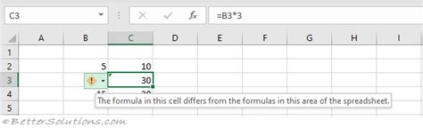 Excel Formulas Inconsistent Formula