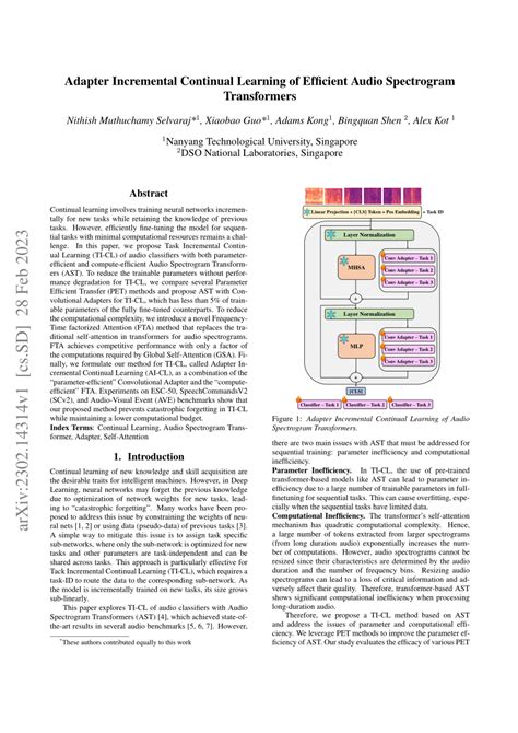 Pdf Adapter Incremental Continual Learning Of Efficient Audio Spectrogram Transformers