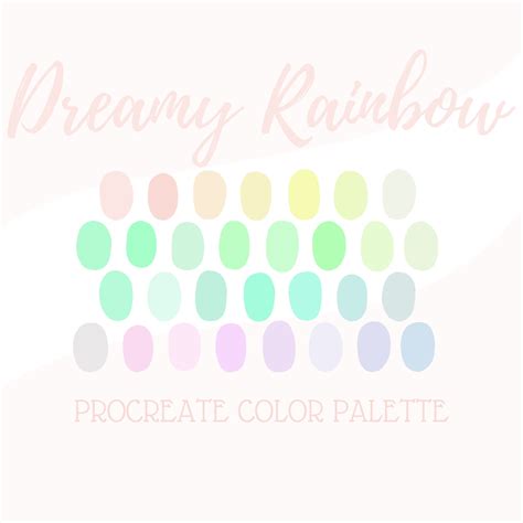Procreate Color Palette Dreamy Rainbow Etsy