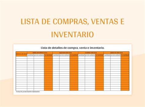 Plantilla de Formato Excel Lista De Compras Ventas E Inventario y Hoja de Cálculo de Google