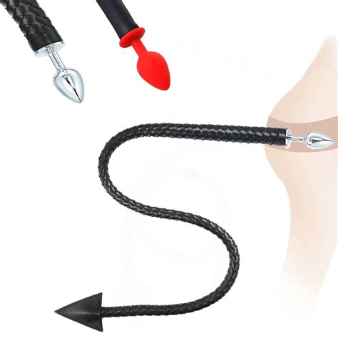 Silicone Stainless Steel Anal Devil Tail Plug Bdsm G Spot Massage Butt Plug Demon Cosplay Whip