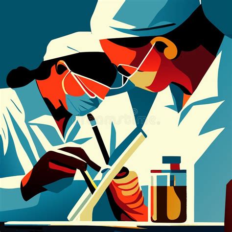 Illustration Of A Scientist Using A Microscope In A Laboratory Generative Ai Stock Illustration