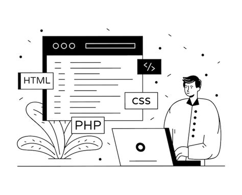 Premium Vector Software Developer Doing Web Coding Line Illustration