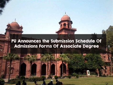 Pu Announces The Submission Schedule Of Admissions Forms Of Associate Degree
