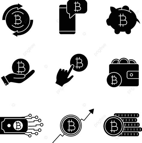 Bitcoin Cryptocurrency Glyph Icons Set Currency Silhouette Pack Vector
