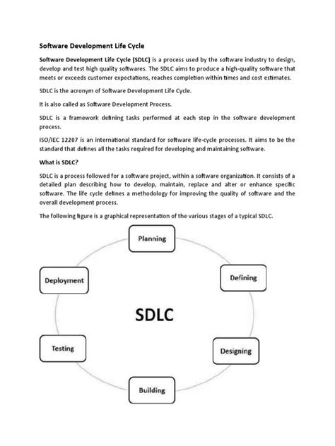 software development life cycle pdf software development process
