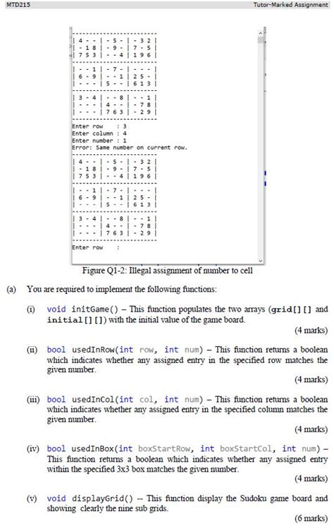 Solved Question 1 Apply C Language To Program A Sudoku