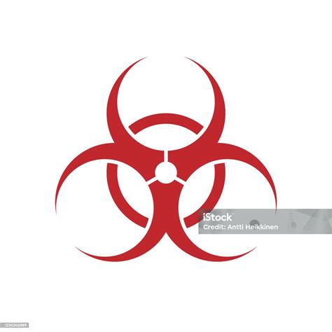 생물학적 위험 경고 아이콘입니다 의료 폐기물 주의 기호입니다 생물학적 오염 위험 라벨 인플루엔자 바이러스 전염병 징후 벡터 일러스트 이미지입니다 흰색 배경에 격리 0명에