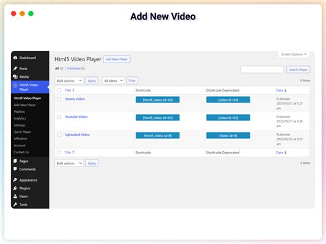 Html5 Video Player Embed And Play Videos In Custom Player Wordpress