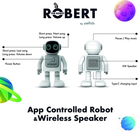 Dance Robert Robot Bluetooth Speaker App Controlled Grey