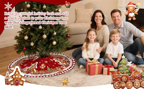 Red Gingerbread Christmas Tree Skirt Decorations House