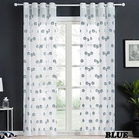 Window Embroidered Football Tulle Sheer Curtains Fruugo Uk