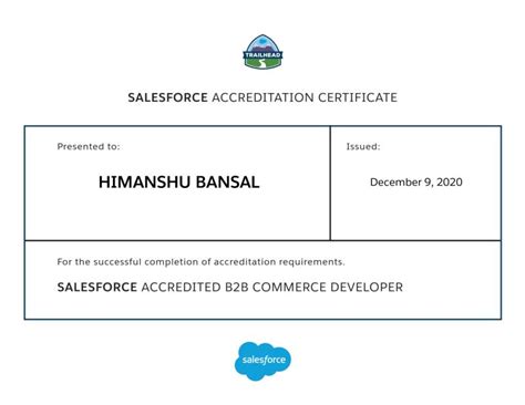 Himanshu Bansal On Linkedin Salesforce Developer B2b B2bdev Webassessor Certification