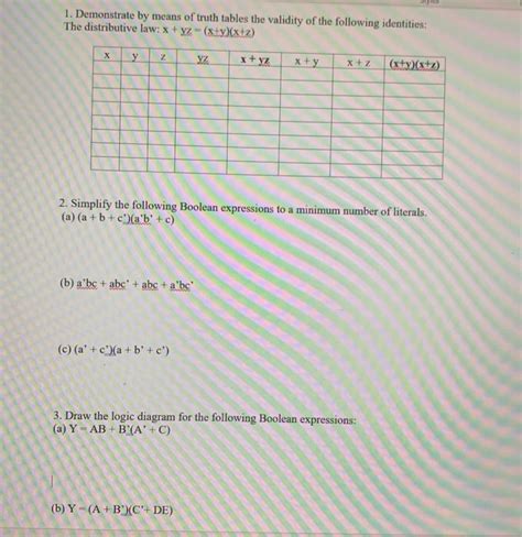 Solved 1 Demonstrate By Means Of Truth Tables The Validity