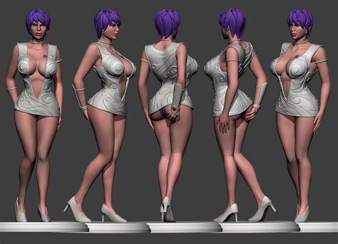 Rule 34 3d Clothed Dress Female Heels High Heels Holding Ass Model Purple Hair Short Hair Six