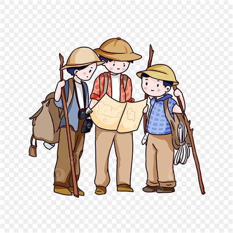 손으로 그린 만화 국가 일 여행 일러스트 등산 장식 패턴 Q 버전 국가의 날 친구 여행 등산 팀 Png 일러스트 및 Psd