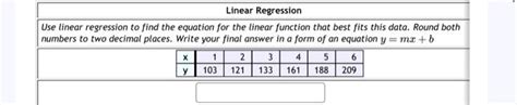 Solved Linear Regression Use Linear Regression To Find The