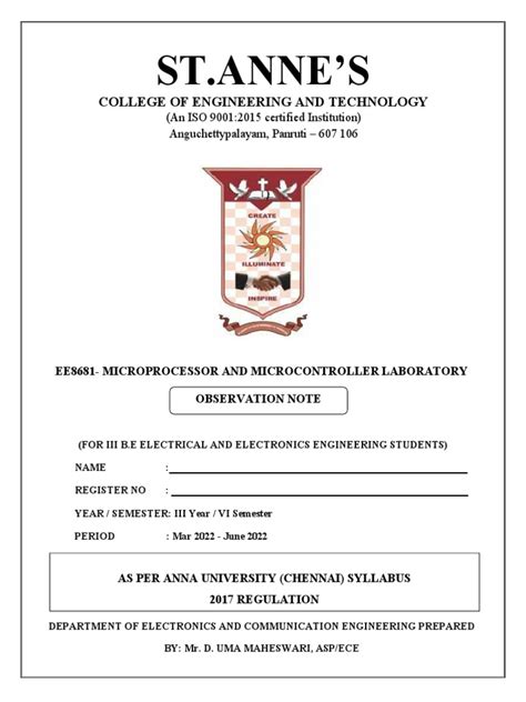Ee8681 Microprocessor And Microcontroller Laboratory 1667857924 Ee8681