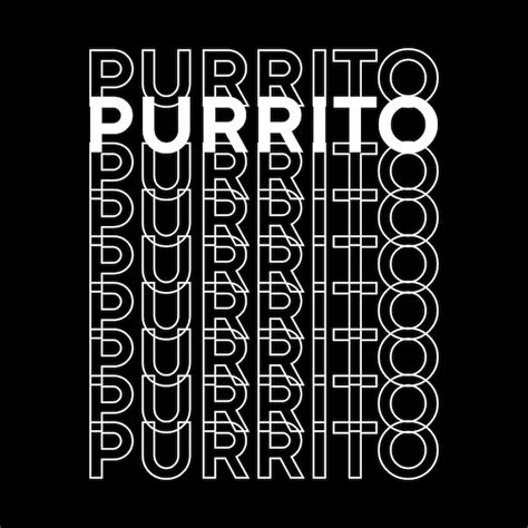 인쇄용 Purrito 타이포그래피 고양이 티셔츠 디자인 프리미엄 벡터