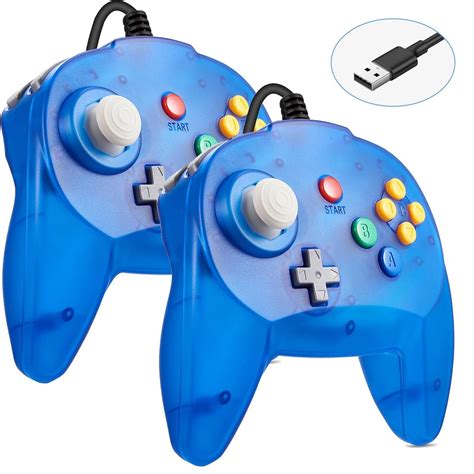 Kiwitata 2 Pack Mini Usb N64 Controller Retro N64 Wired 64 Bit Upgraded Joystick Remote Game