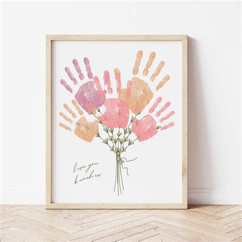 Best 13 Bouquet Handprint Art Printable Love You Bunches Flower