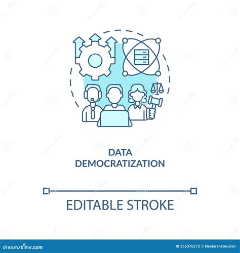 2d Data Democratization Layout With Linear Icons Cartoon Vector 284971673