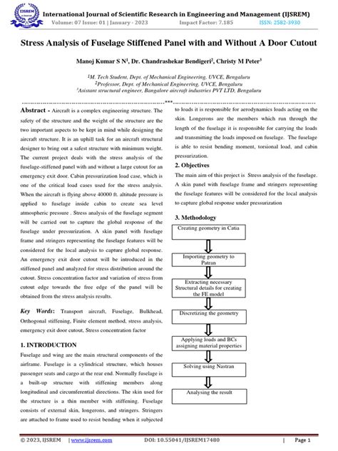 Stress Analysis Of Fuselage Stiffened Panel With And Without A Door Cutout Pdf Strength Of