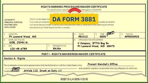 Da Form 3881