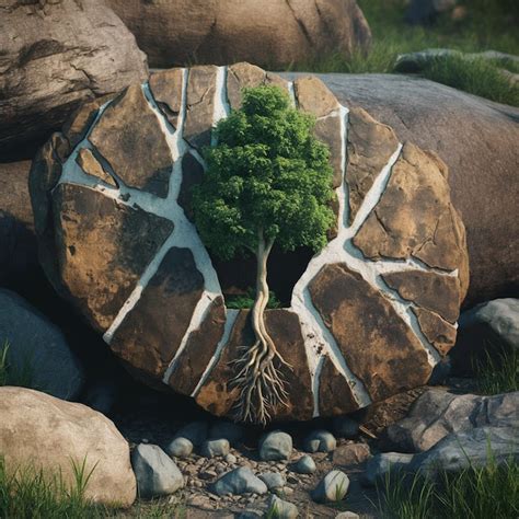 Premium Photo A Tree Growing Out Of A Rock With A Tree Growing Out Of It