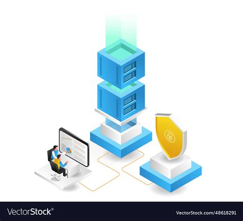 Server Security Data Network Analysis Operator Vector Image