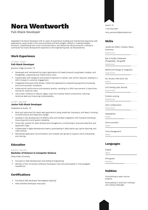 Full Stack Developer Resume Example To Win Your Next Role