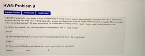 Solved Hw5 Problem 9 Previous Problem Problem List Next