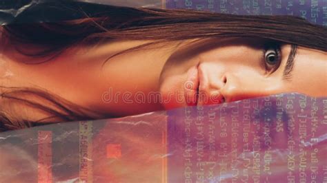 Cyber Security Curious Woman Glitch Encryption Stock Video Video Of Information Colorful