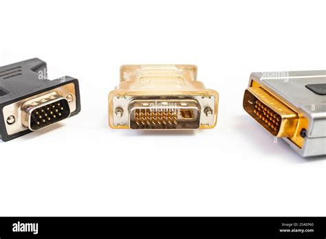 Golden Metallic Adapters For Digital Video Monitor Display Abstract