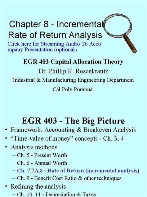 Chapter 8 Incremental Rate Of Return Analysis Egr 403 Capital