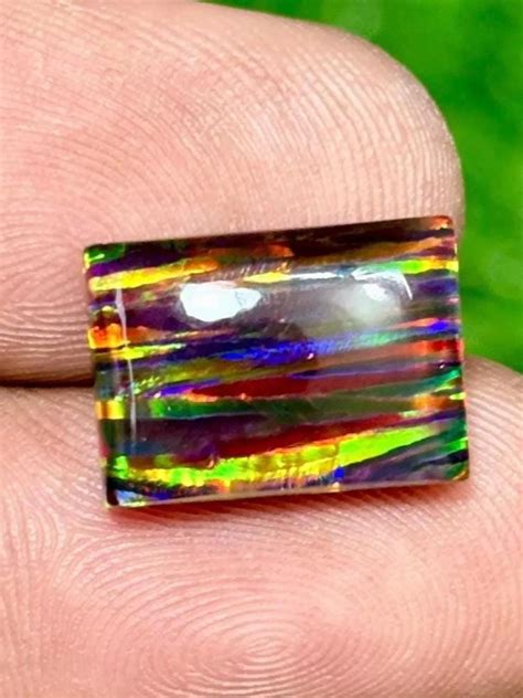 Gilson Black Aurora Opal Cabochon Cushion Welo Fire Opal Doublet 710