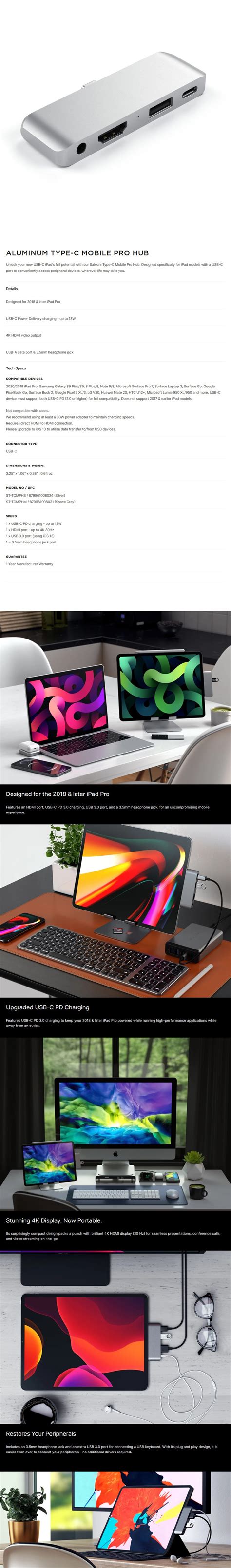 Satechi Usb C Mobile Pro Hub Silver St Tcmphs Mwave