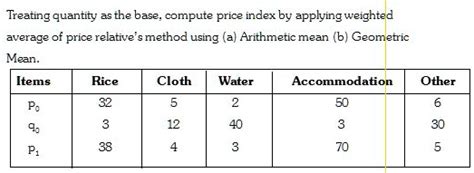 Solved Treating Quantity As The Base Compute Price Index By Applying