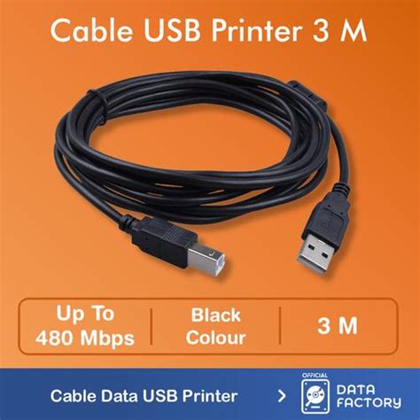Jual Printer Cable 3m Black Kabel Printer 3 Meter Usb 20 Hitam
