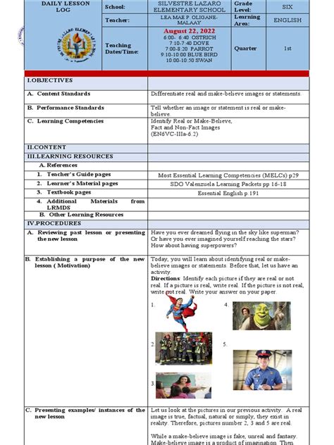 Lesson 1 Quarter 1 Real Or Make Believe Pdf Cognitive Science Behavior Modification