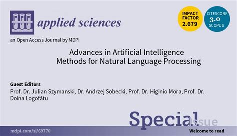 Applied Sciences Mdpi On Linkedin Specialissue Artificialintelligence Naturallanguageprocessing
