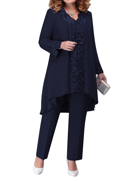 Iiniim Womens Chiffon Pant Suits Plus Size 3 Piece Dress Suit Wedding