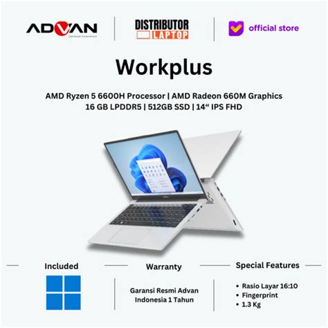 Promo Laptop Advan Workplus Ryzen H Ram Gb Gb Ssd Work Plus Cicil X Jakarta