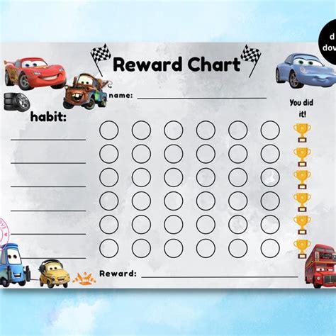 Lightning Mcqueen Behavior Chart Etsy Uk