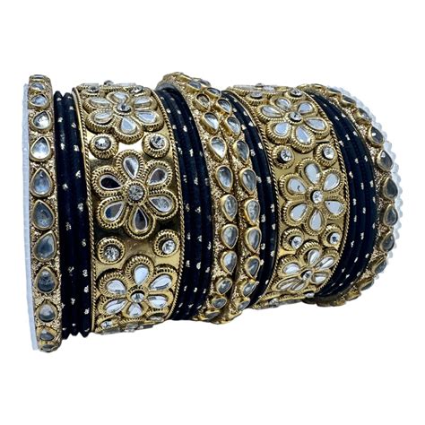 1247 Indian Bridal Kundan Chuda Churiyan Kangan Metal Bangles Set