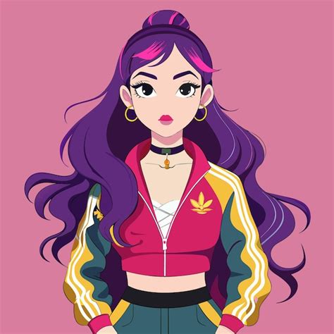 Premium Vector A Cartoon Drawing Of A Girl With Long Hair