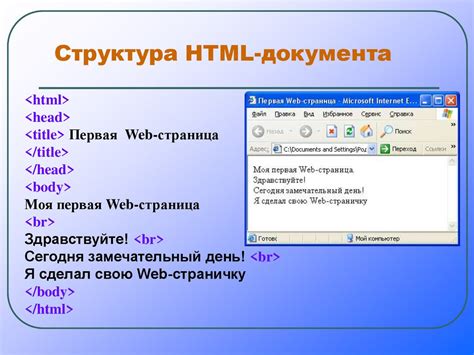 Структура страницы html Конспект Структура html документа