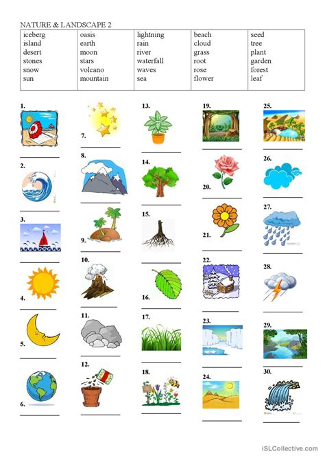 Nature And Landscape 2 Pictur… English Esl Worksheets Pdf And Doc