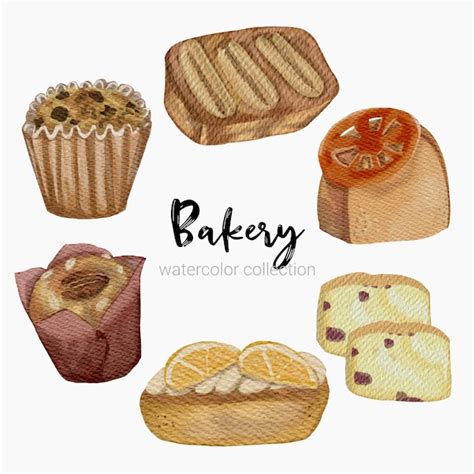 Free Vector Set Of Bread And Bakery Products Items For Coffee Shop